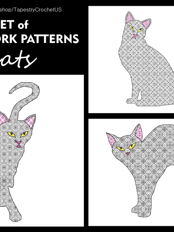 Set of Blackwork patterns - Cats- Cross Stitch Pattern - Embroidery ...