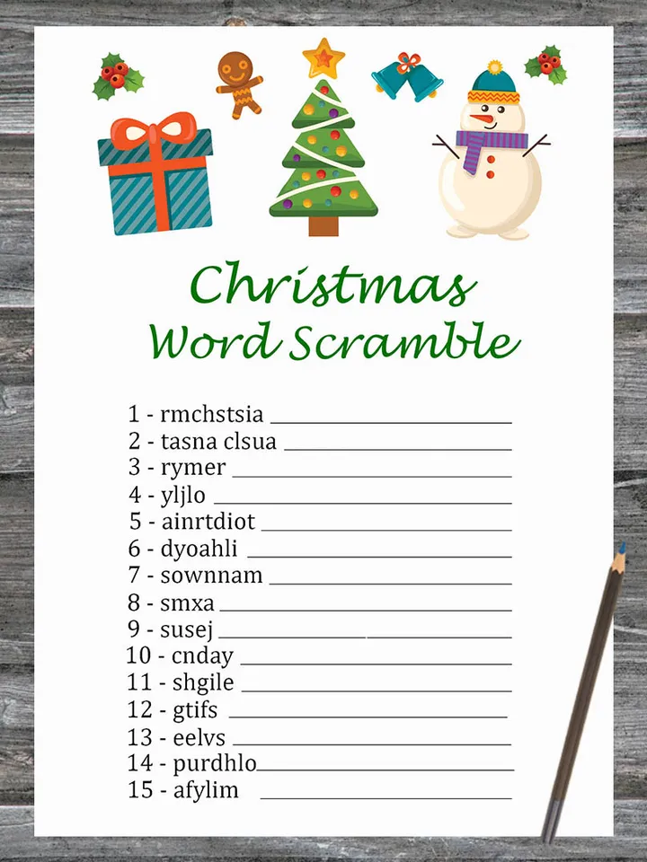 Christmas party games,Christmas Word Scramble Game Printable,Snowman ...