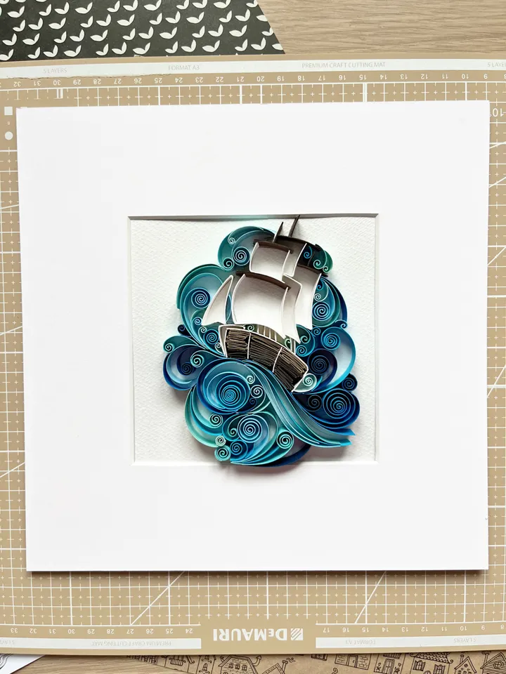 Original quilled wall art - Quilling Ship in waves 70,00 USD | Buy ...