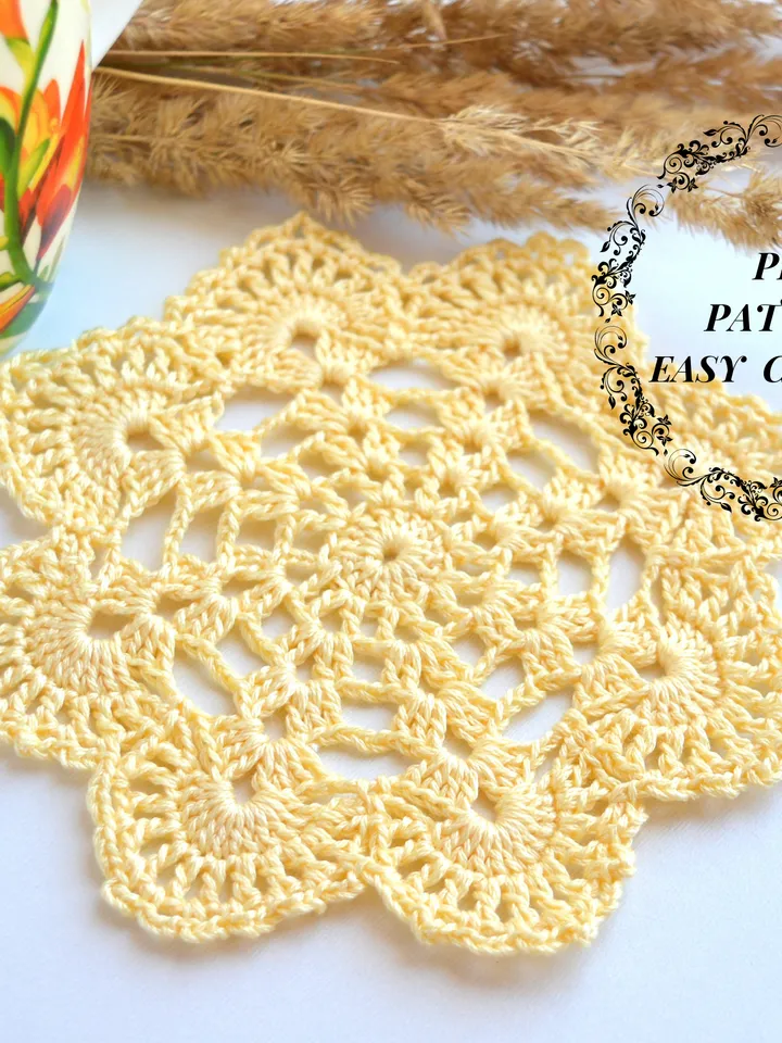 Crochet doily pattern, Crochet Coasters Pattern, Beginner crochet ...