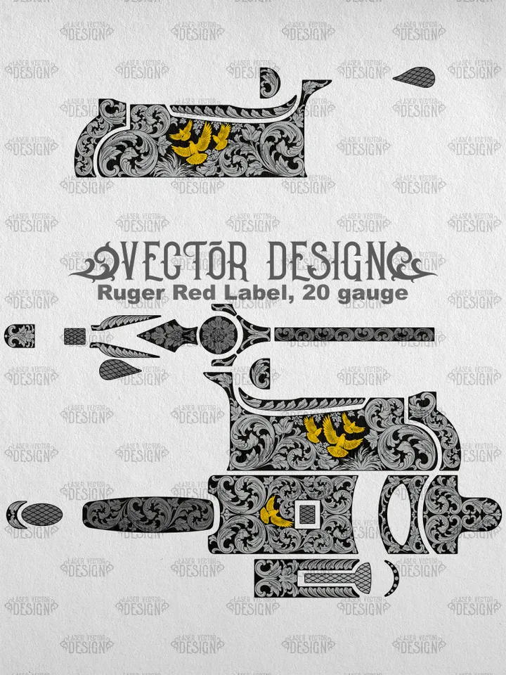VECTOR DESIGN Ruger Red Label, 20 gauge Scrolls and doves