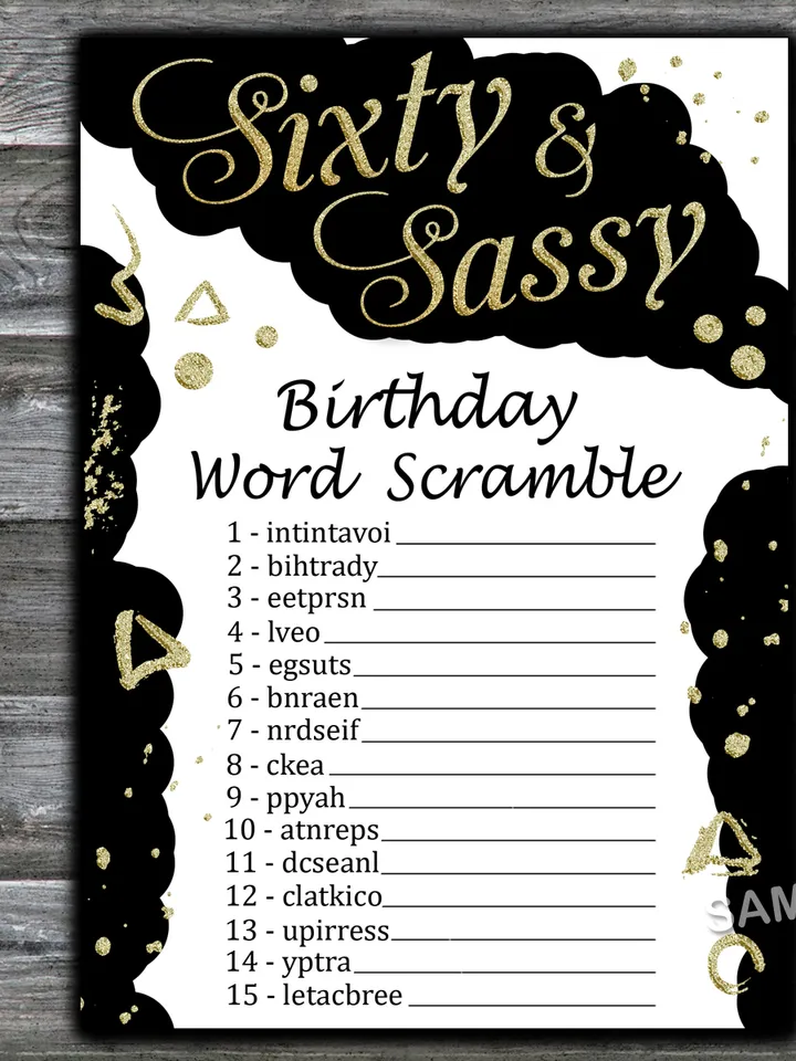Sparkle and shine Birthday Word Scramble Game,Adult Birthday party game ...