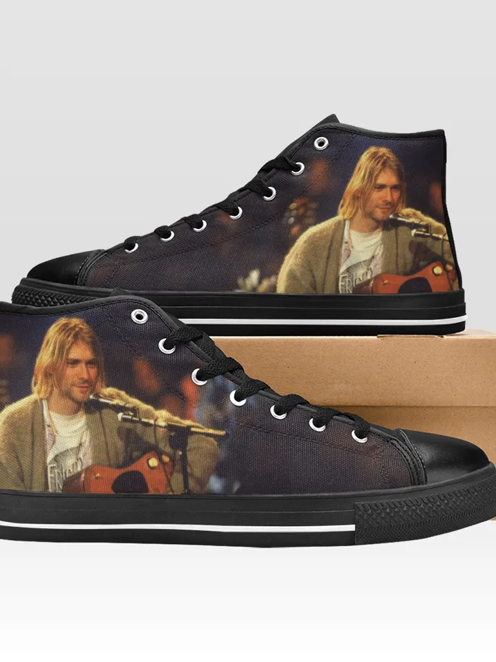 Kurt Cobain Shoes, High-Top Sneakers, Handmade Footwear $72.00 | Buy ...