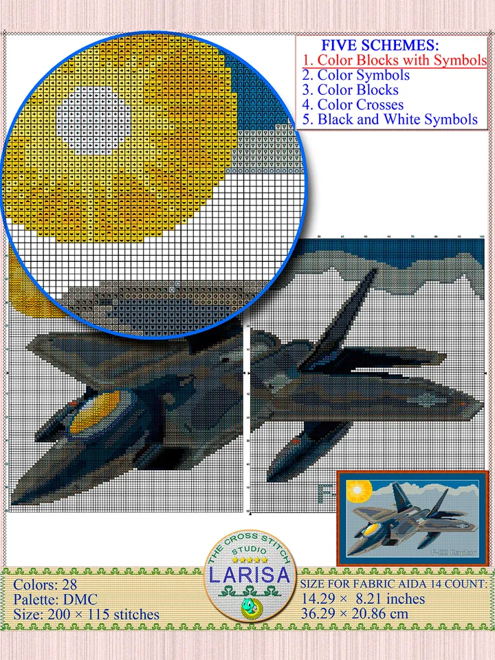 F-22 Raptor Cross Stitch Pattern | Fighter Aircraft $6.00 | Buy online ...