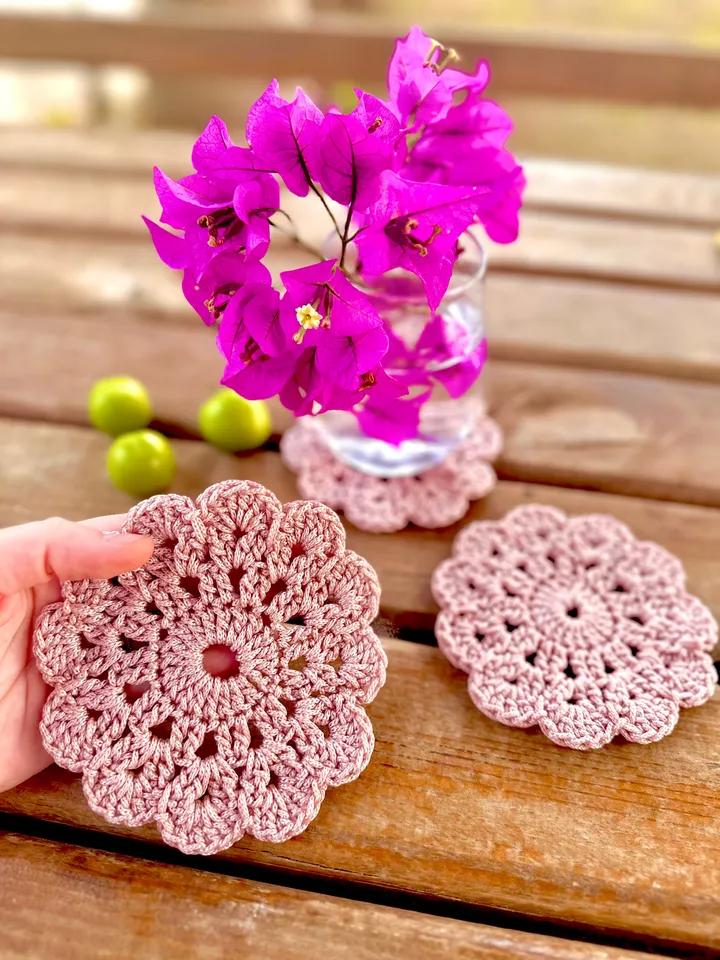 CROCHET PATTERN: Flower Coaster | Instant Download PDF | Tutorial and Video | Easy crochet ...