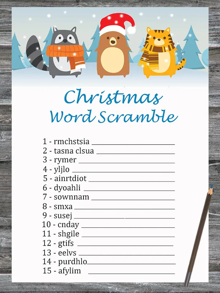 Christmas party games,Christmas Word Scramble Game Printable,Winter ...