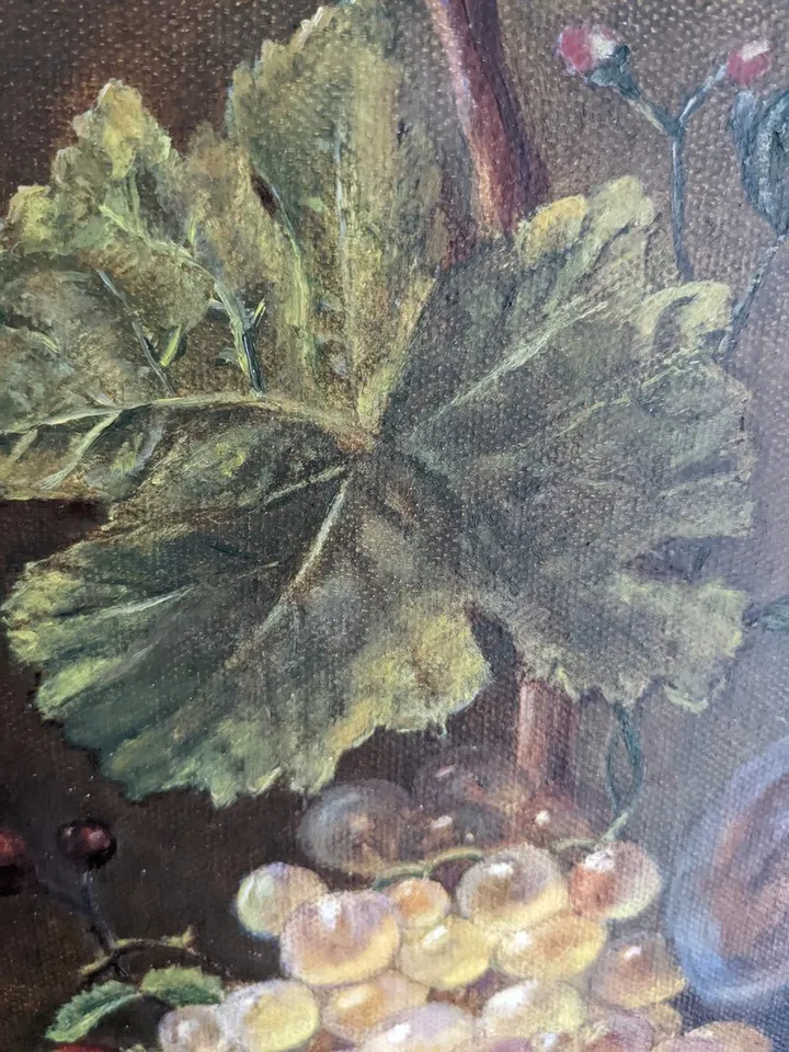 Still Life Oil Painting Grapes Chestnut Plums Reproduction Original Art ...