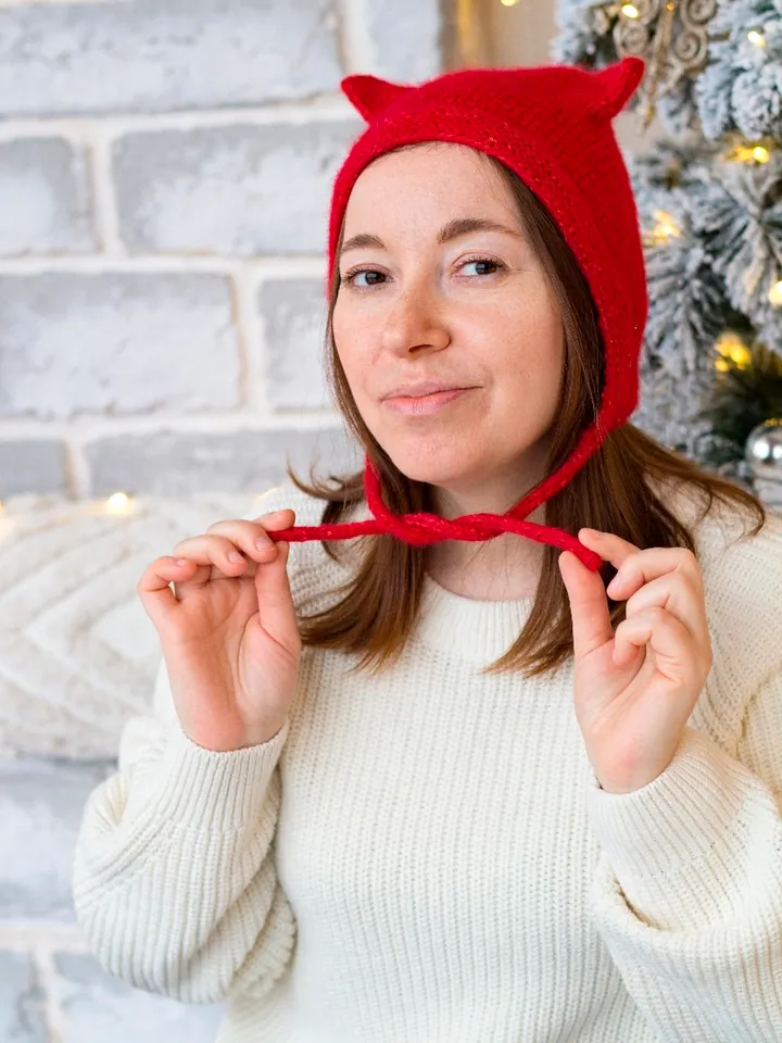 Women bonnet mink angora knit hat Red color hat Knit women bonnet 80,00 ...