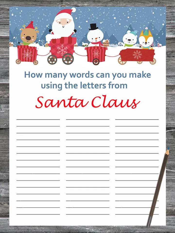 Christmas party games,How Many Words Can You Make From Santa Claus ...