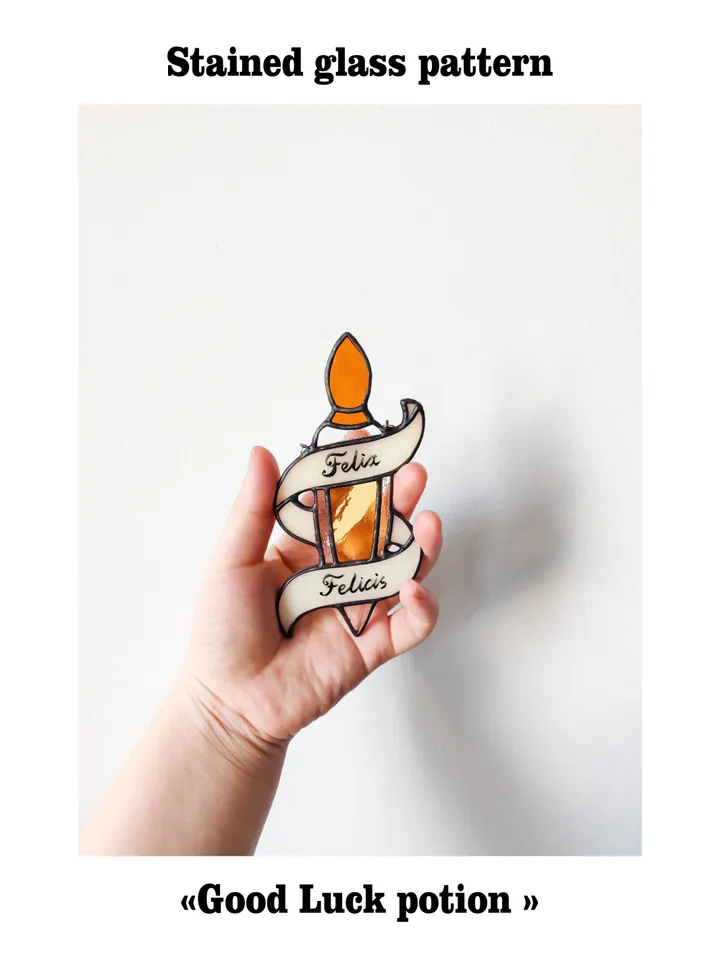 Digital stained glass pattern, Printable pattern, Stained glass ...