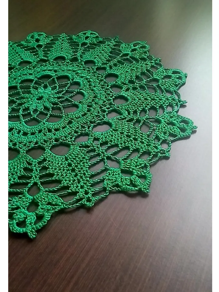 Hand Crocheted Green Doily Pineapple 13 Inch