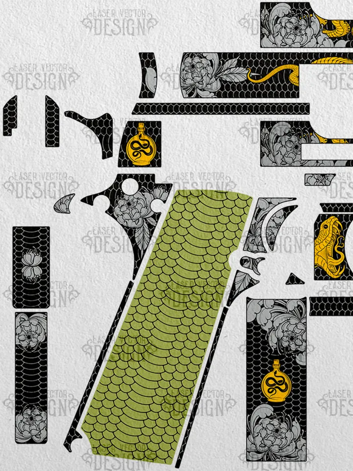 VECTOR DESIGN Colt 1911 government Snake and flowers $130.00 | Buy ...