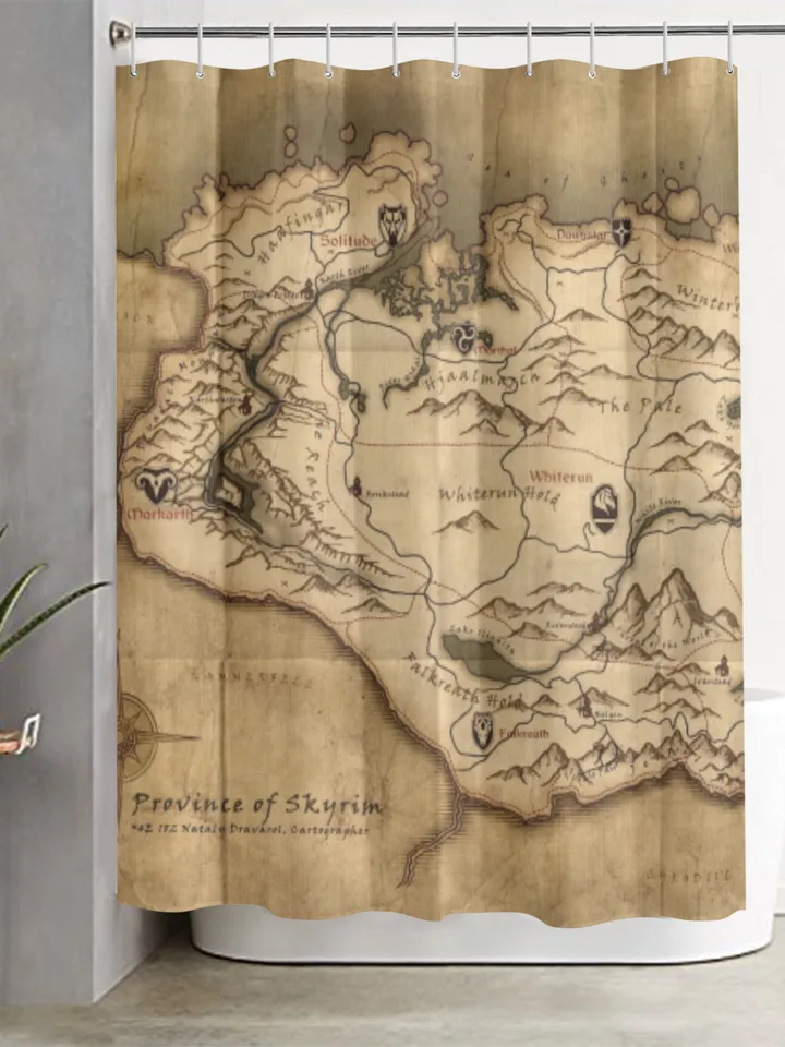 Skyrim World Map Shower Curtain $48.00 | Buy online with delivery
