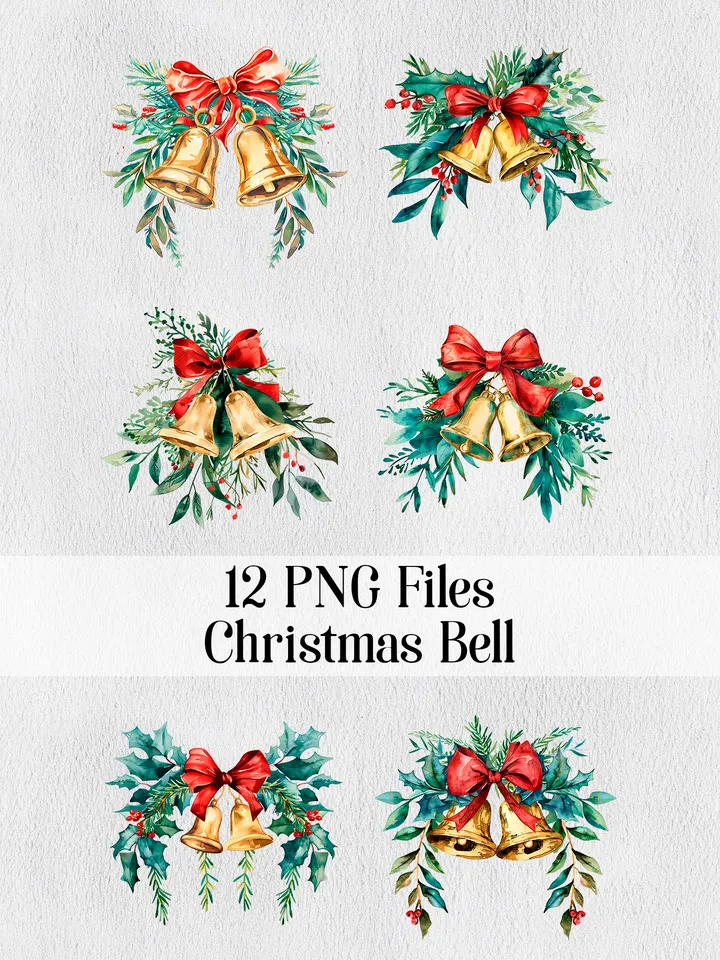 12 Christmas Golden Bell PNG Bundle $1.99 | Buy online with delivery