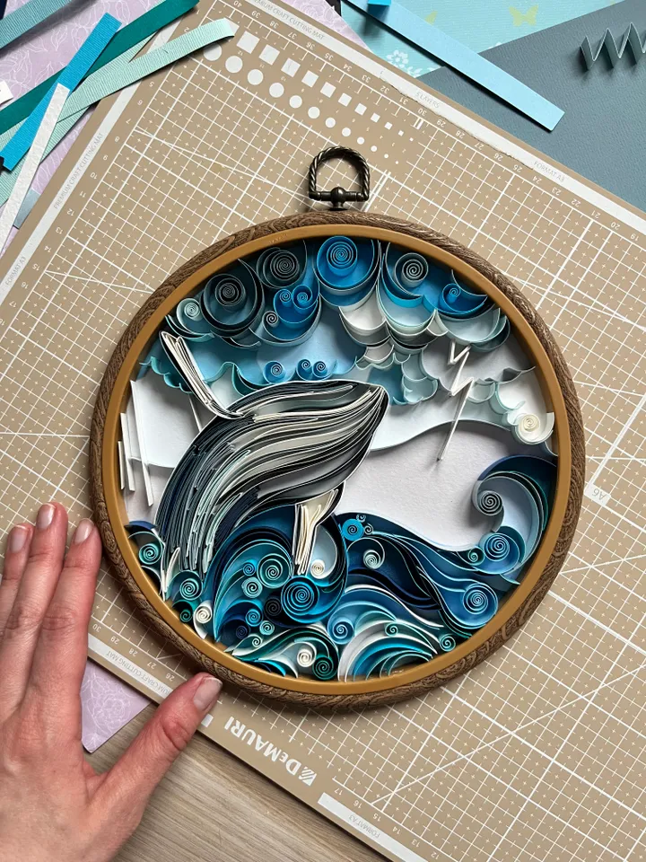 Original artwork | Whale in the sea in quilling technique - Paper Art ...