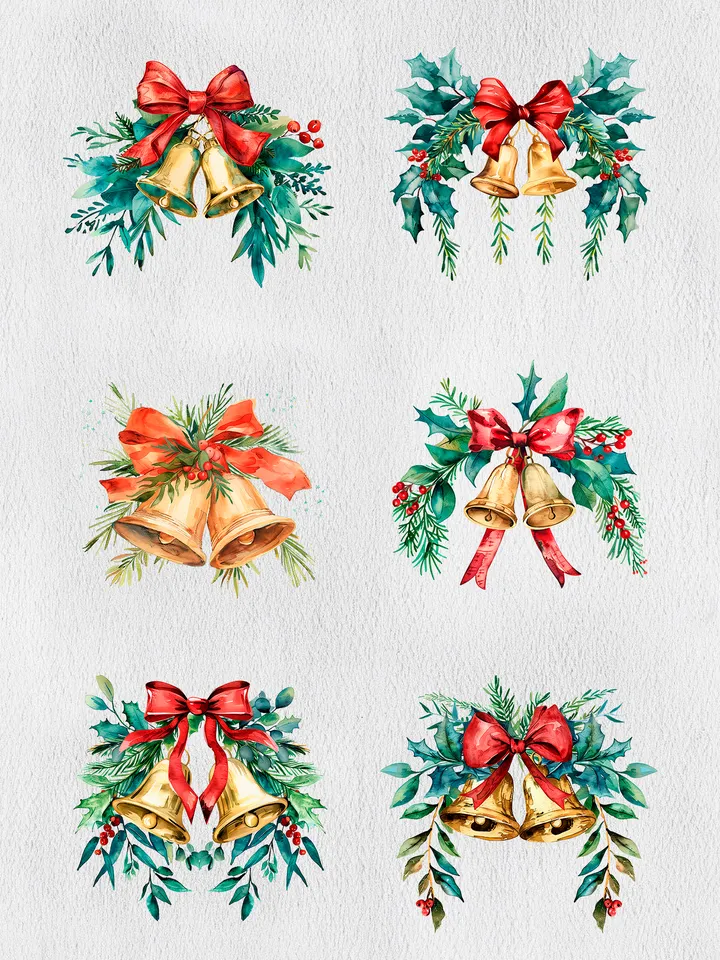 12 Christmas Golden Bell PNG Bundle $1.99 | Buy online with delivery