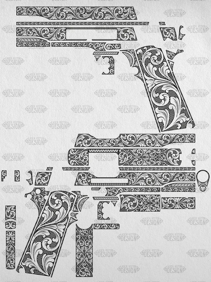 VECTOR DESIGN Colt 1911 Gold Cup Trophy Scrollwork