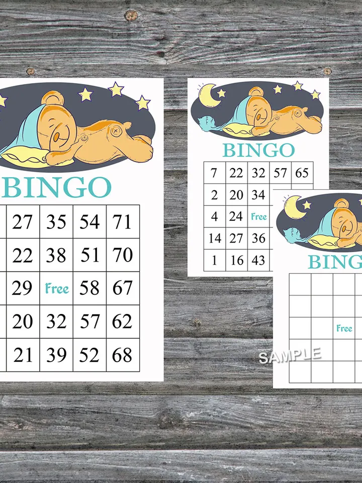 Sleepy teddy bear bingo cards,Teddy bear bingo game,Teddy bear ...