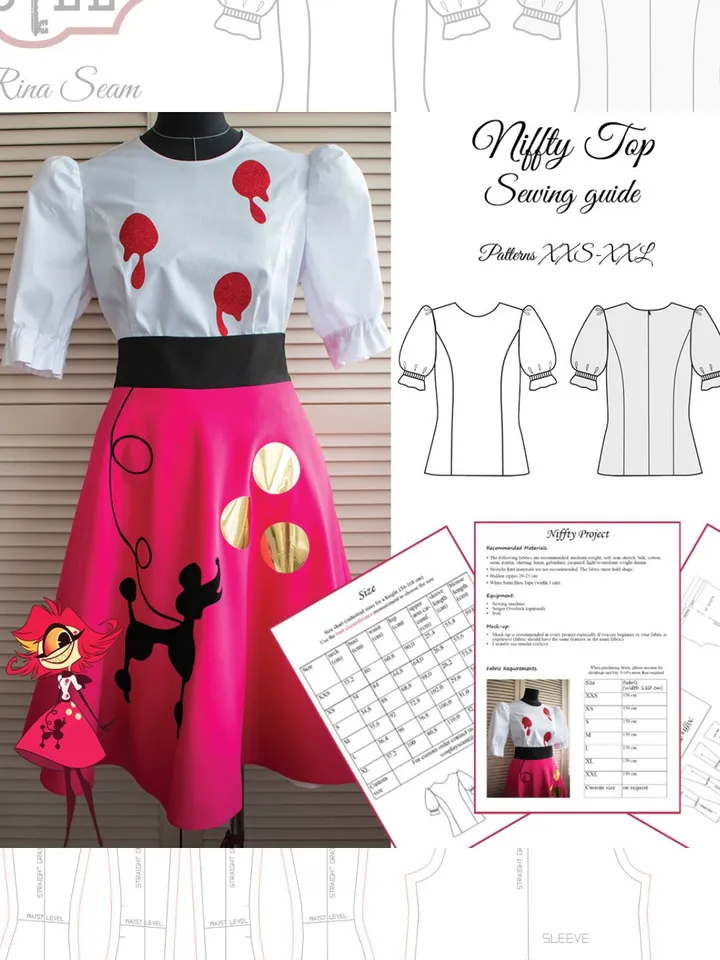 Niffty Blouse Hazbin Hotel Sewing Pattern $4.00 | Buy online with delivery