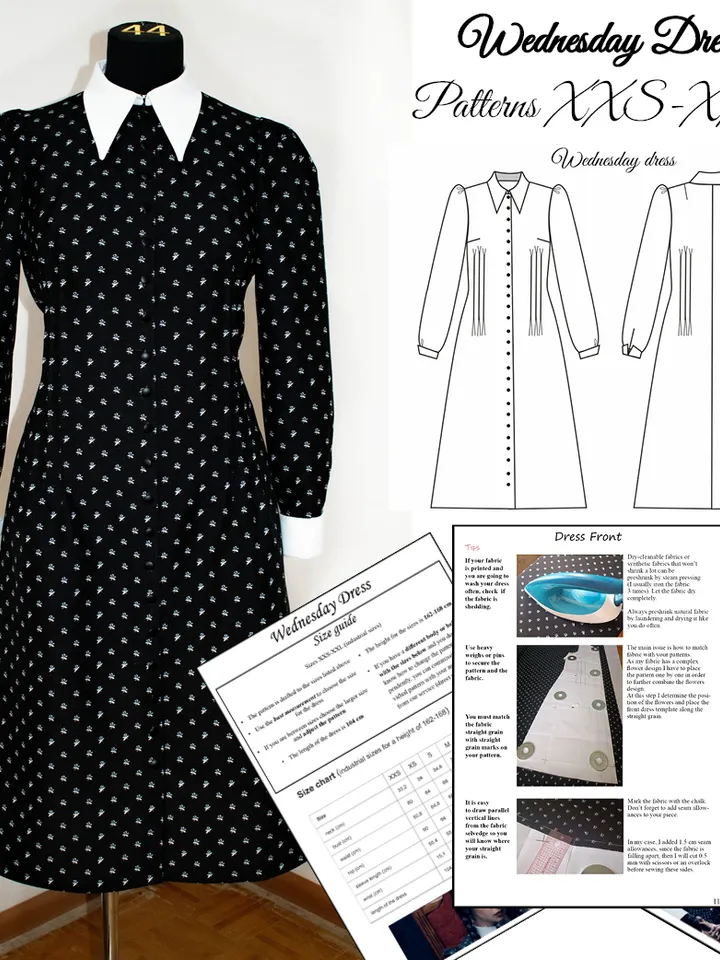 Wednesday Addams Dress Sewing Pattern $7.00 | Buy online with delivery
