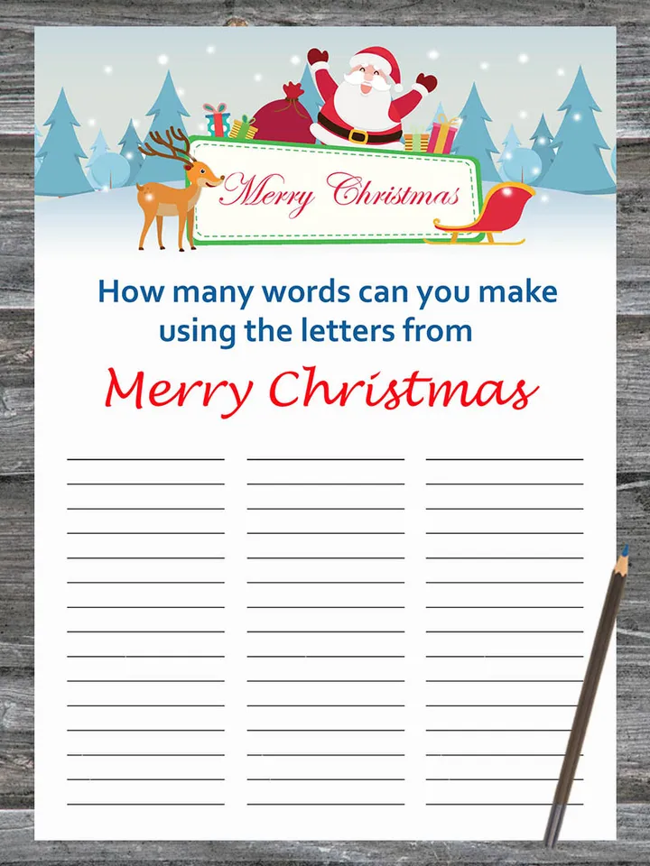 Christmas party games,How Many Words Can You Make From Merry Christmas ...
