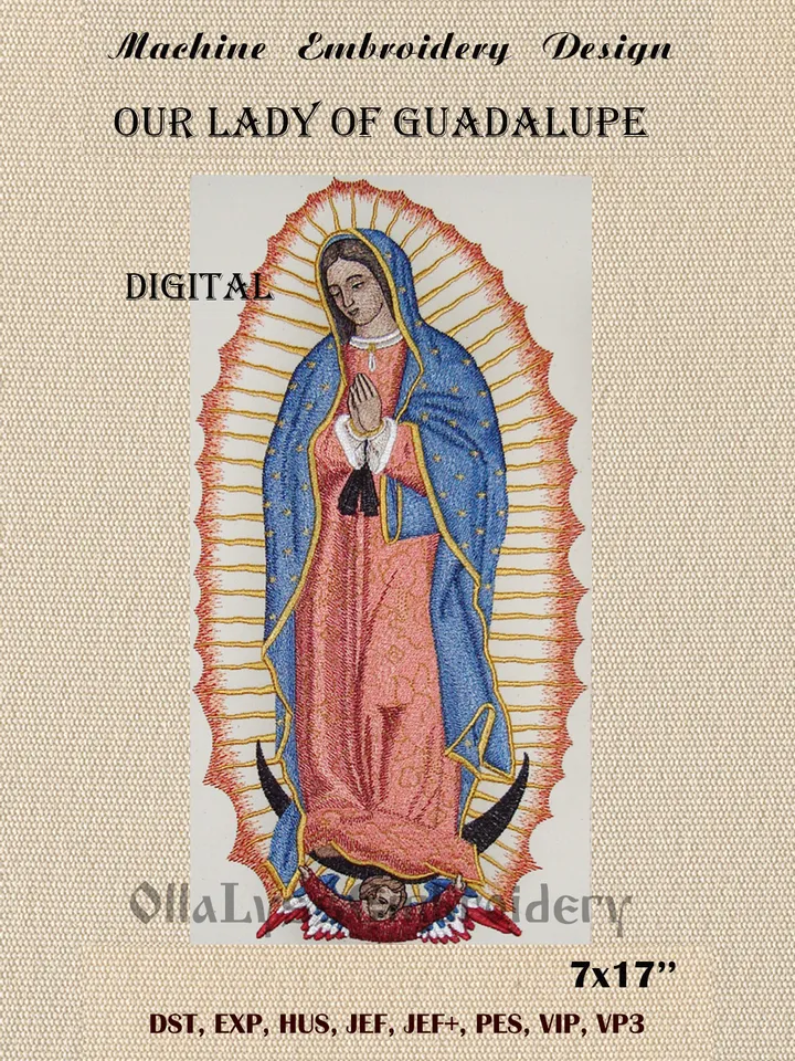 Our Lady Of Guadalupe embroidery design $70.00 | Buy online with delivery
