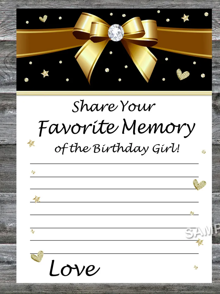 Golden bow Favorite Memory of the Birthday Girl,Adult Birthday party ...