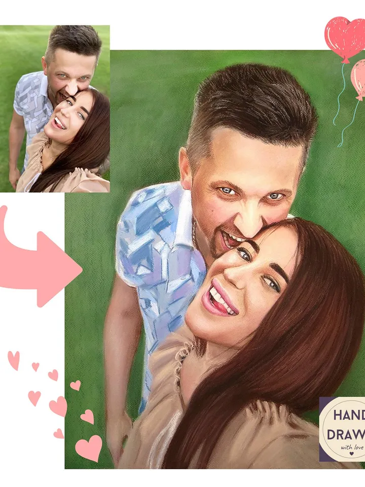 Custom couples portrait Pastel painting from photo Hand painted portrait to order $75.00 | Buy ...