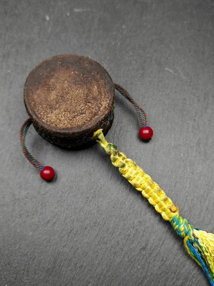 ONLY 1 - Handmade Ceremonial Chod Drum,Gandhanra Yak Bone Carved Mini ...