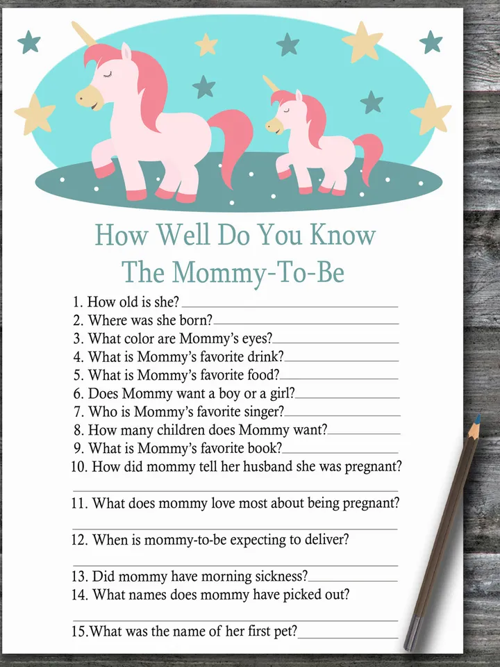 Rainbow Unicorn How well do you know baby shower game card,Unicorn Baby ...