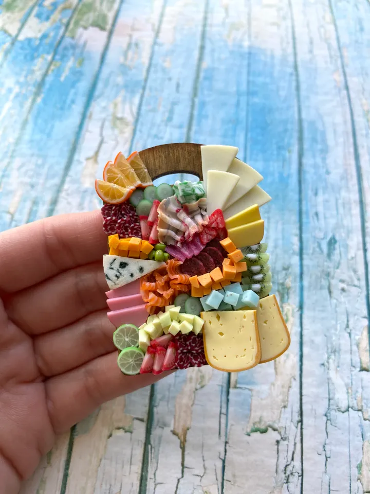 Magnet Miniature Cheese Charcuterie board with Polymer clay Souvenir ...