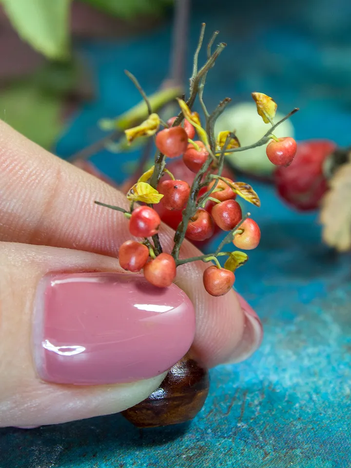TUTORIAL Miniature wild apples on a branch made of polymer clay and air ...