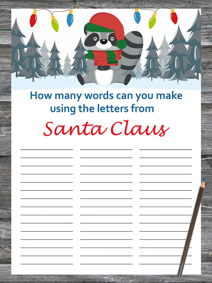 Christmas party games,How Many Words Can You Make From Santa Claus ...