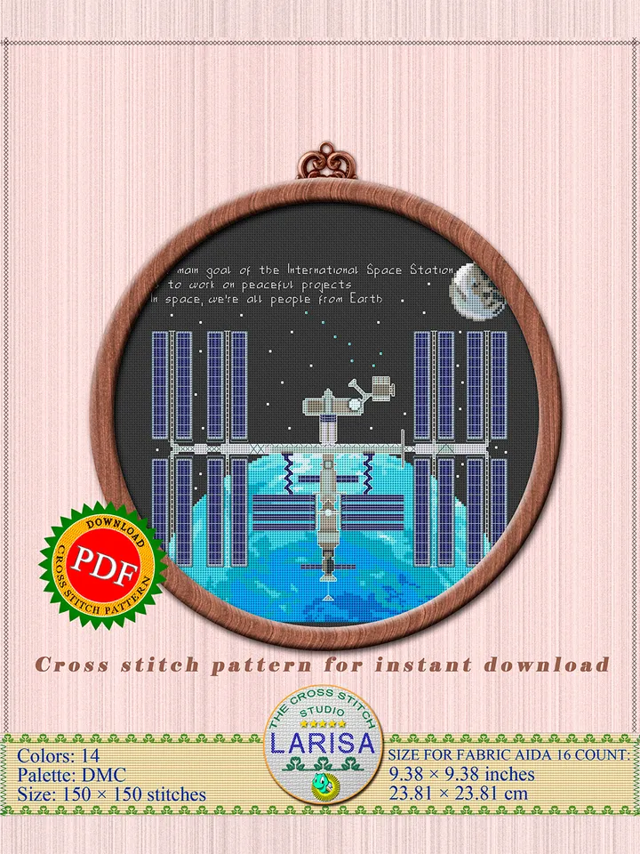 ISS Cross Stitch Pattern | International Space Station $5.50 | Buy ...
