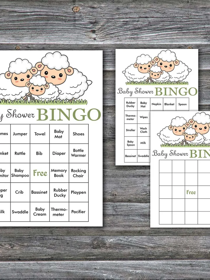 Cute Lambs Baby Shower Bingo Cards,Lamb Baby Shower Bingo Games ...