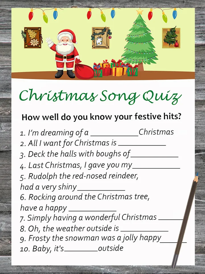 Christmas party games,Christmas Song Trivia Game Printable,Happy Santa ...