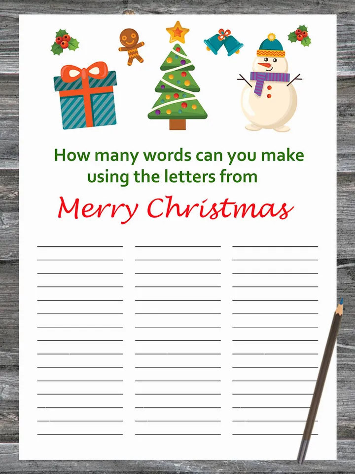Christmas party games,How Many Words Can You Make From Merry Christmas ...