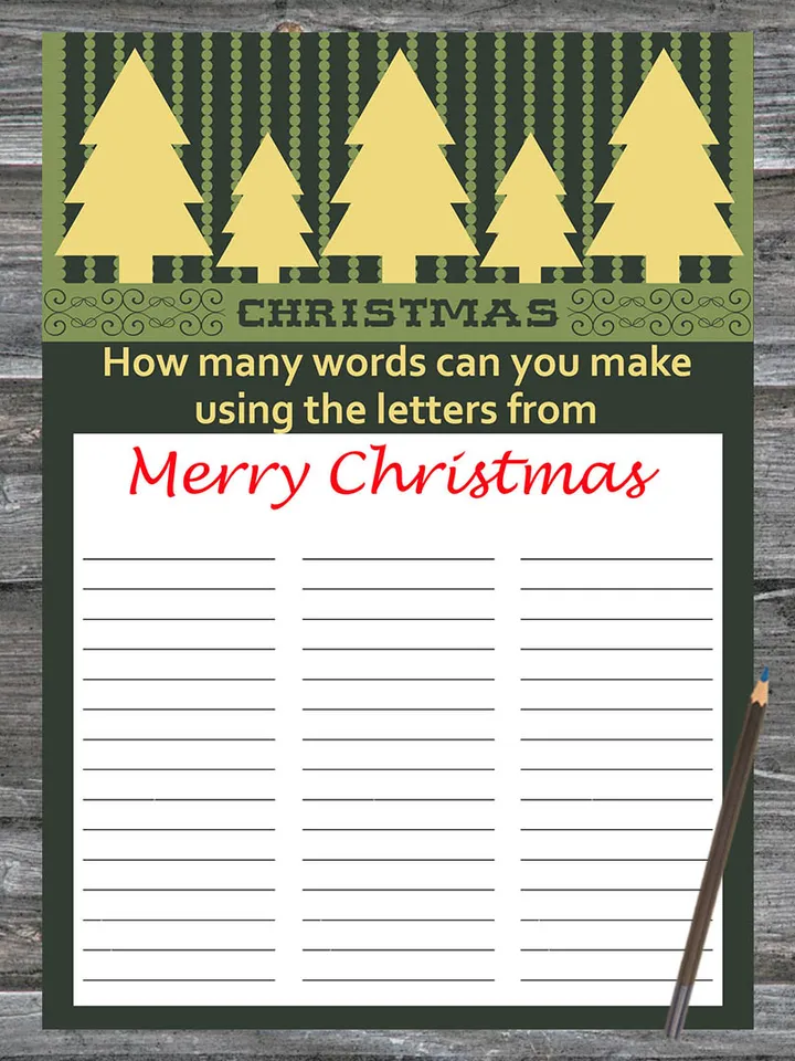 Christmas party games,How Many Words Can You Make From Merry Christmas ...