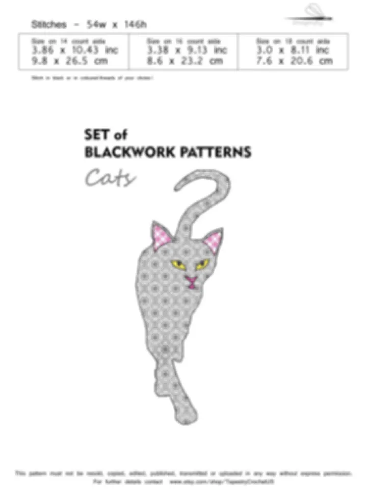 Set of Blackwork patterns - Cats- Cross Stitch Pattern - Embroidery ...