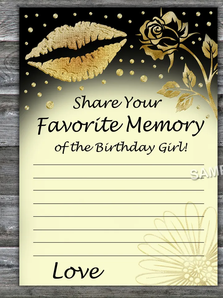 Gold Glitter Lips Favorite Memory of the Birthday Girl,Adult Birthday ...
