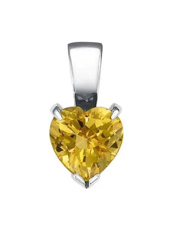 Women's neck pendant 925 sterling silver with citrine heart $39.00 ...