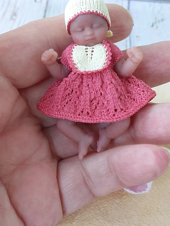 Miniature white dresses for mini 2 inches dollhouse dolls. Baby doll ...