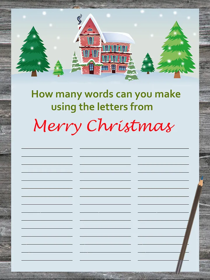 Christmas party games,How Many Words Can You Make From Merry Christmas ...