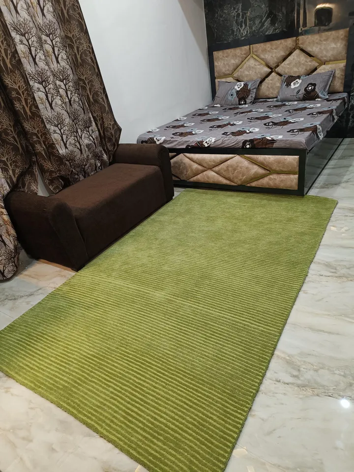 Buy Antique 8x10 Plane Line Green Hand Tufted Rugs 100% Wool For Living ...