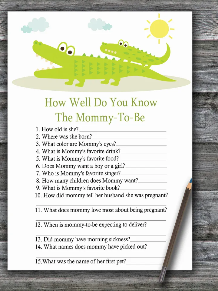 Alligator How well do you know baby shower game card,Jungle Baby shower ...