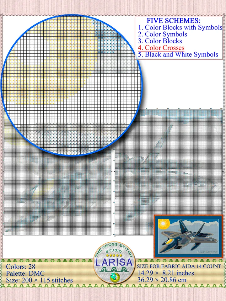 F-22 Raptor Cross Stitch Pattern | Fighter Aircraft $6.00 | Buy online ...