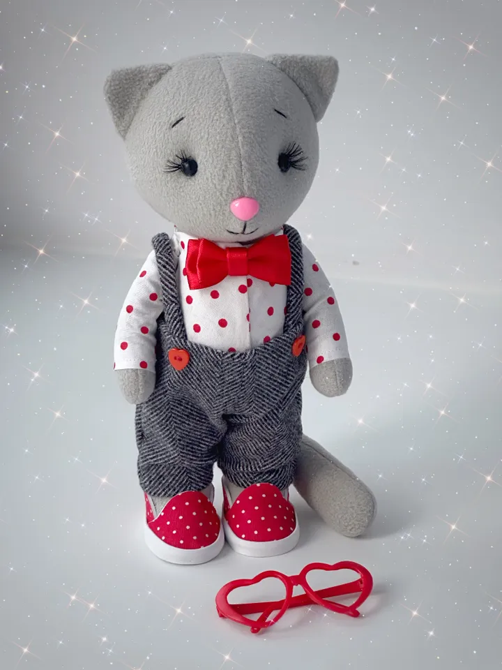 Soft plush cat doll. Memory Lovey toy. Handmade Valentine doll. Stuffed ...