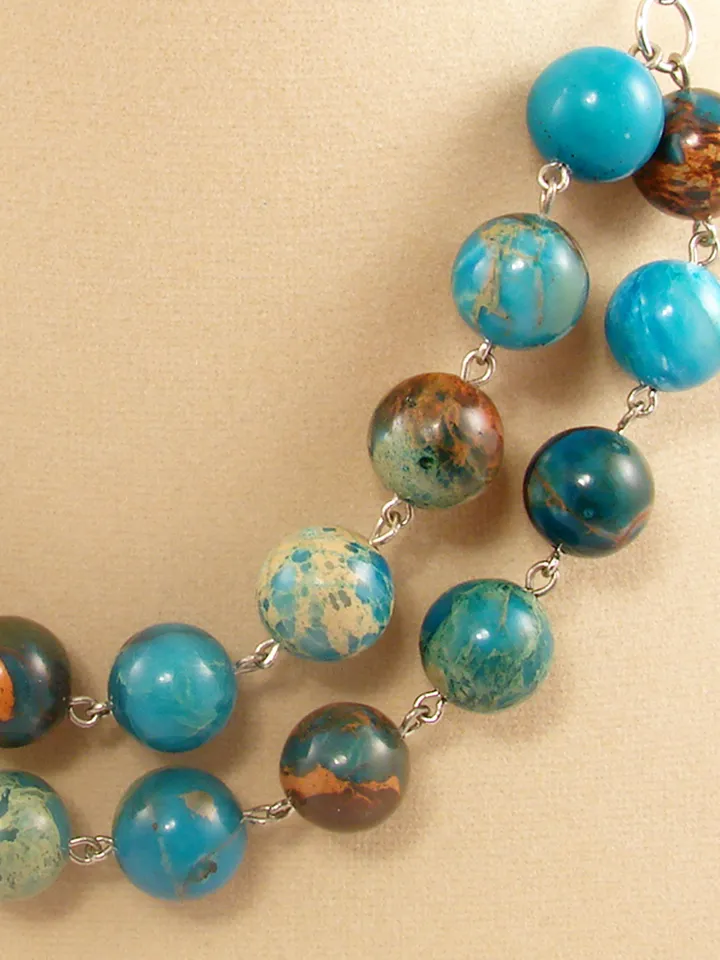 Teal Variscite Imperial Jasper Necklace Turquoise Blue Stone Necklace ...