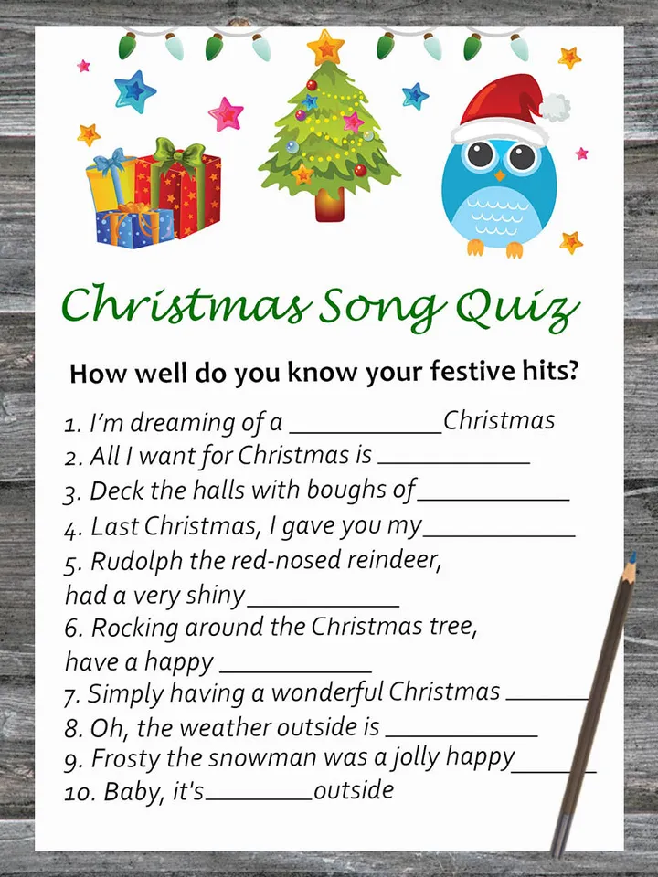 Christmas party games,Christmas Song Trivia Game Printable,Christmas ...