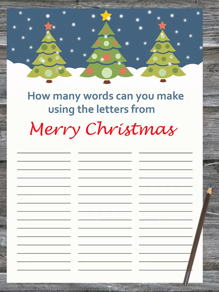 Christmas party games,How Many Words Can You Make From Merry Christmas ...